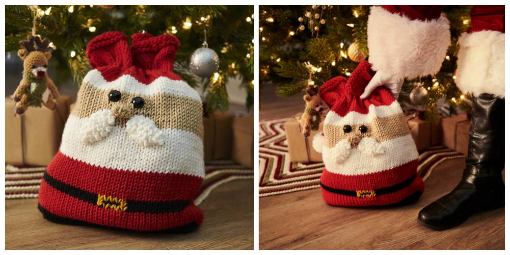 Santa Gift Bag Free Knitting Pattern - Your Crafts